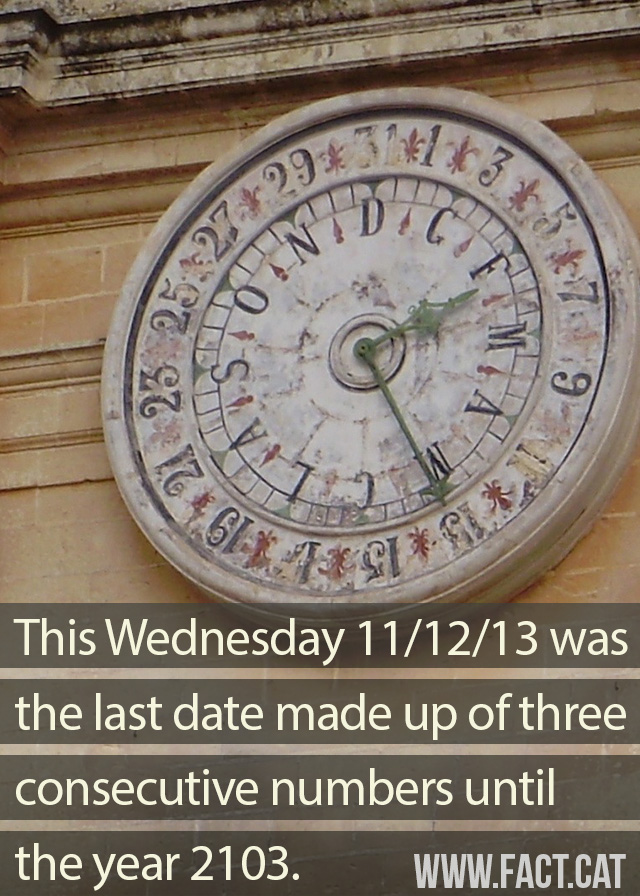 » Consecutive numbers on the calendar